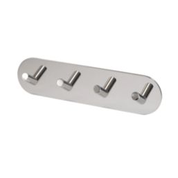 Eclipse 4-Hook Angled Coat Rail Polished Stainless Steel 191mm x 48mm ...