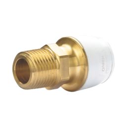Hep2O Plastic Push-Fit Adapting Keyless Male Coupler 15mm x 1/2" - Screwfix