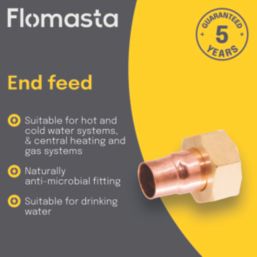 Flomasta Copper End Feed Straight Tap Connector 15mm x 1/2" - Screwfix
