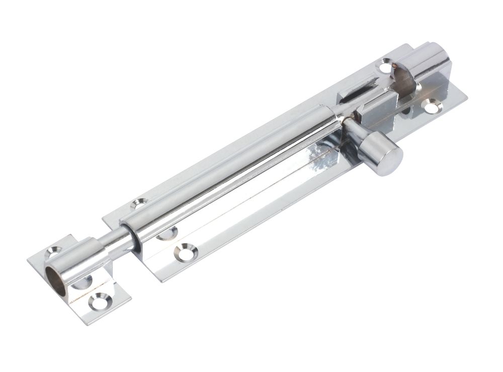 Straight Door Bolt Polished Chrome 102mm | Straight Bolts | Screwfix.com