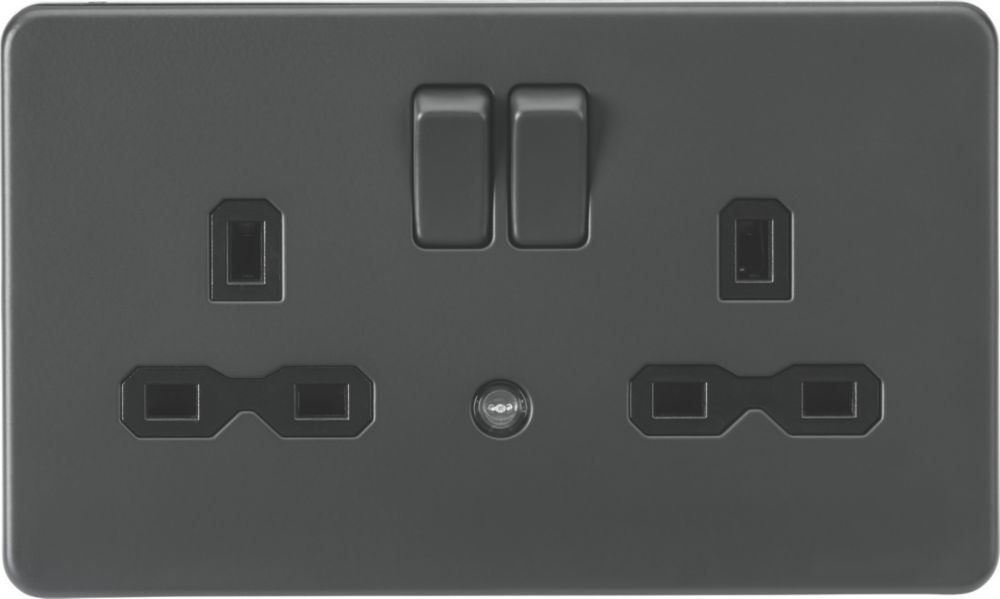 Knightsbridge 13A 2-Gang DP Switched Socket & Night Light Anthracite ...