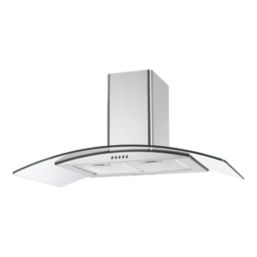 Refurb Essentials Curved Glass Hood Stainless Steel 900mm - Screwfix