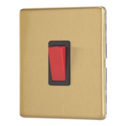 Contactum Lyric 32A 1-Gang DP Control Switch Brushed Brass with Black ...