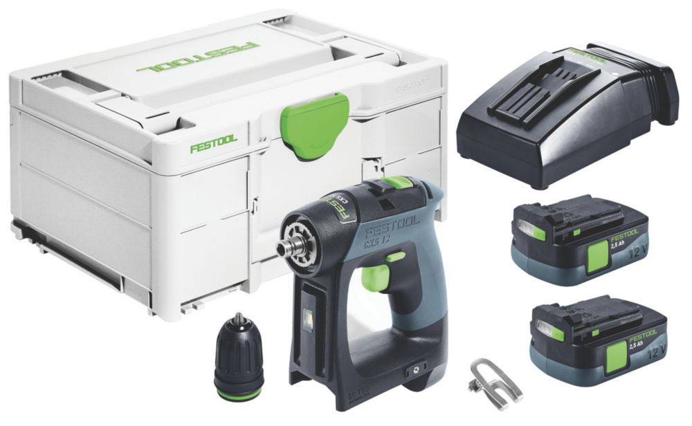 Festool CXS 12 2.5-Plus 12V 2 x 2.5Ah Li-Ion Brushless Cordless Drill - Screwfix