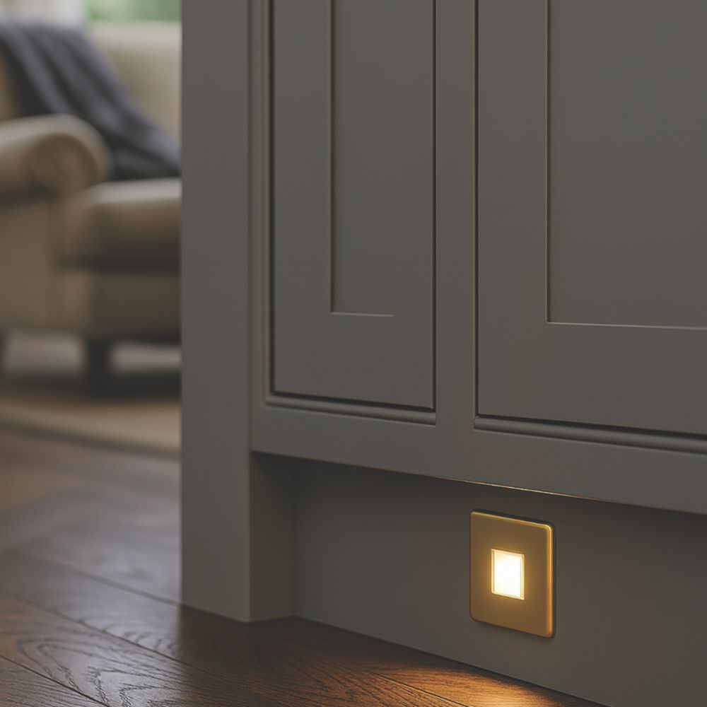 Knightsbridge Recessed Square LED Plinth Light Polished Brass 0.8W 15lm ...