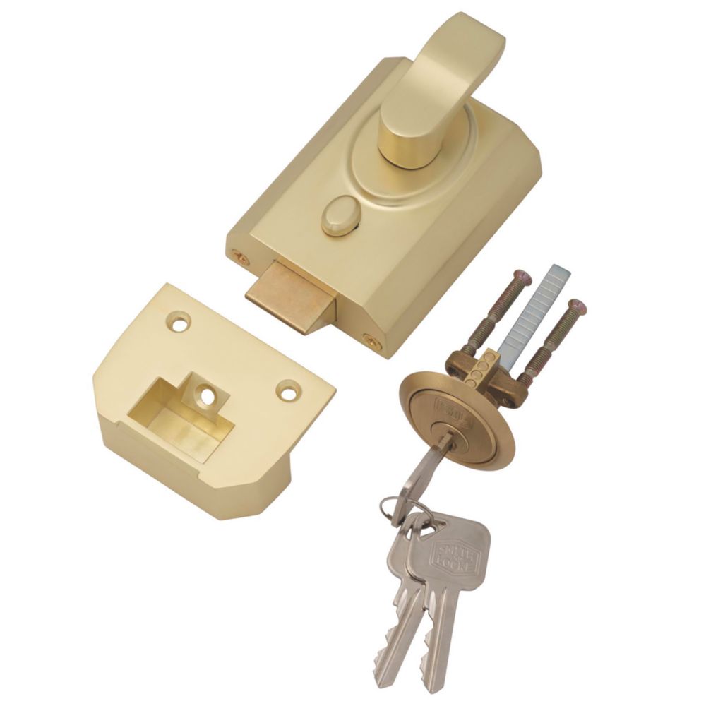 Smith & Locke Night Latch Brushed Brass 60mm Backset - Screwfix
