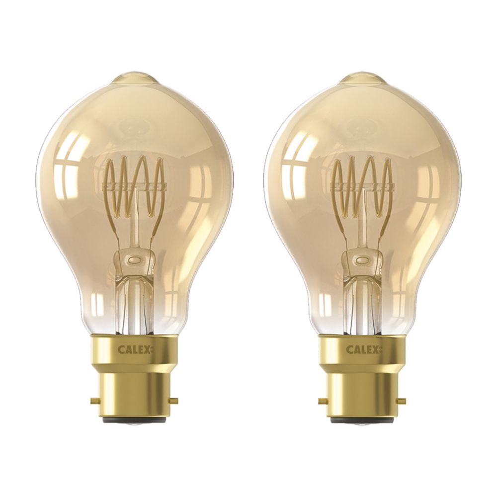 Calex Flex Gold B22 A60 LED Light Bulb 250lm 4W 2 Pack - Screwfix