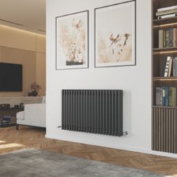Azur 600mm x 1010mm 4295BTU Anthracite Horizontal 3 Column Radiator ...
