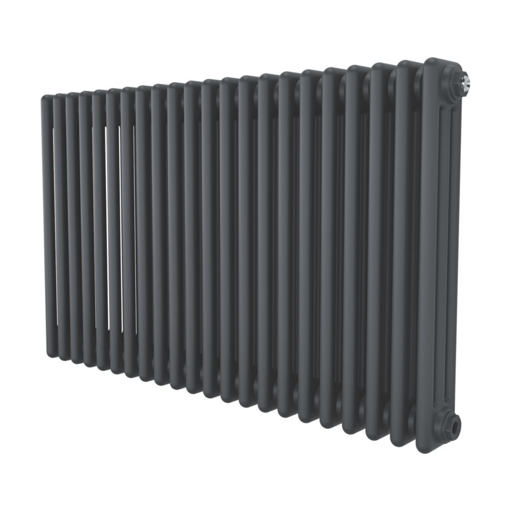 Azur 600mm x 1010mm 4295BTU Anthracite Horizontal 3 Column Radiator ...