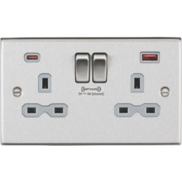 Knightsbridge 13A 2-Gang DP Switched Socket + 4.0A 2-Outlet Type A & C ...