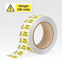 Essentials 'Danger 230V' Electrical Warning Labels 75mm x 25mm - Screwfix