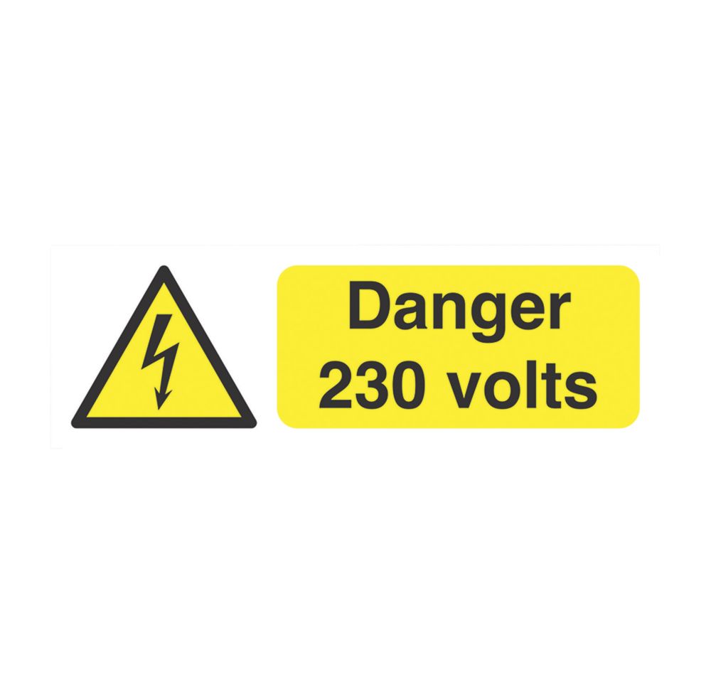 Essentials 'Danger 230V' Electrical Warning Labels 75mm x 25mm - Screwfix