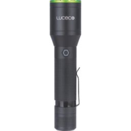 Luceco Rechargeable LED Torch Black/Green 600lm - Screwfix