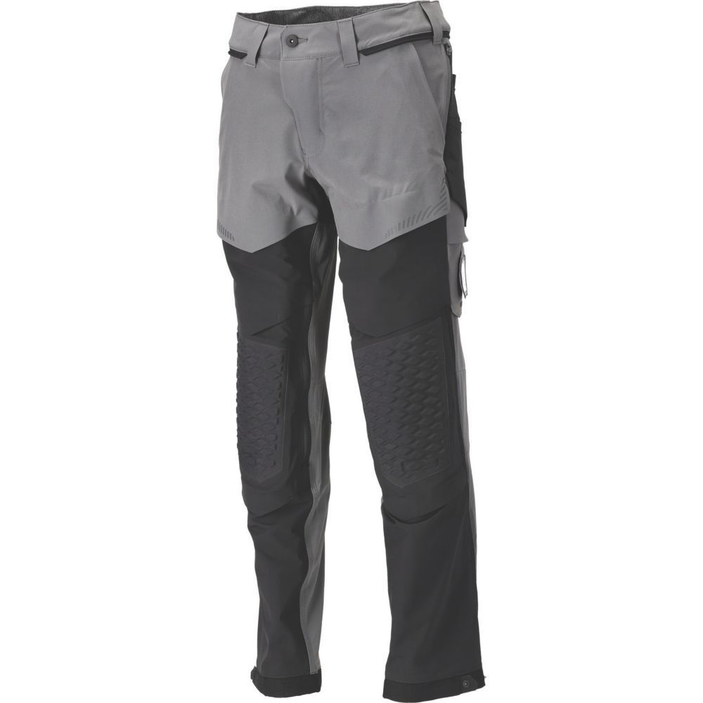 Mascot Customized Work Trousers Stone Grey/Black 32.5" W 32" L - Screwfix
