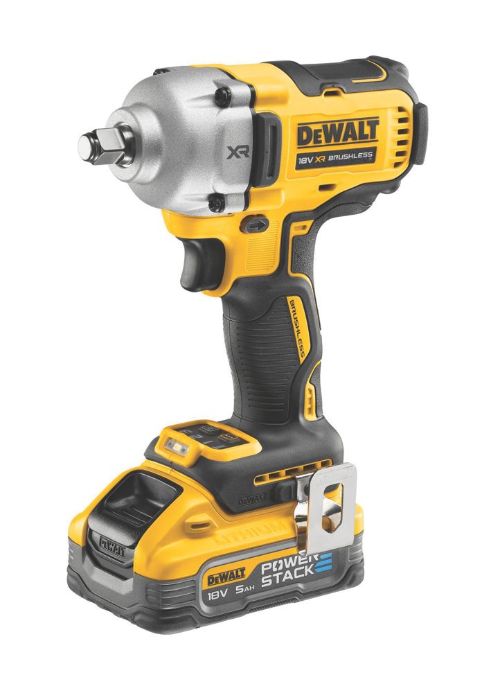 DEWALT DCF891H2T-GB 18V 2 x 5.0Ah Li-Ion PowerStack Brushless Cordless Impact Wrench - Screwfix