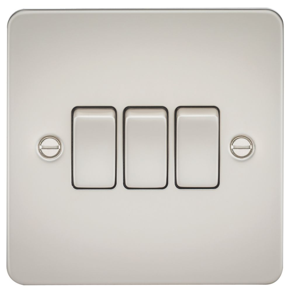 Knightsbridge 10AX 3-Gang 2-Way Light Switch Pearl - Screwfix