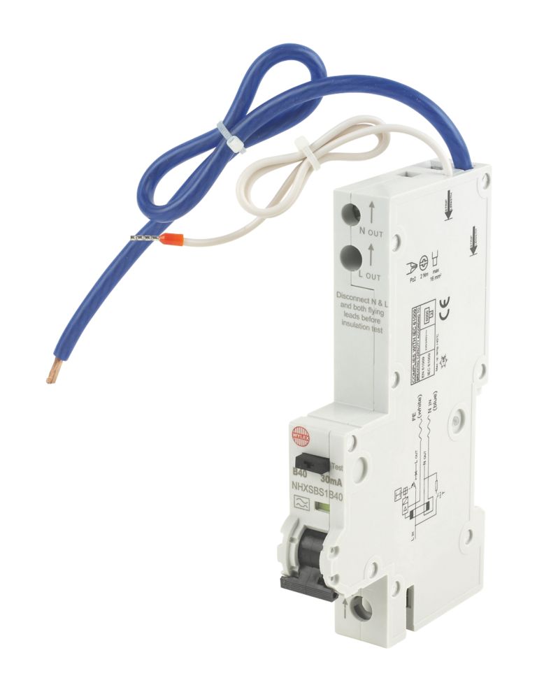 Wylex 40A 30mA Type A SP B Curve RCBO - Screwfix