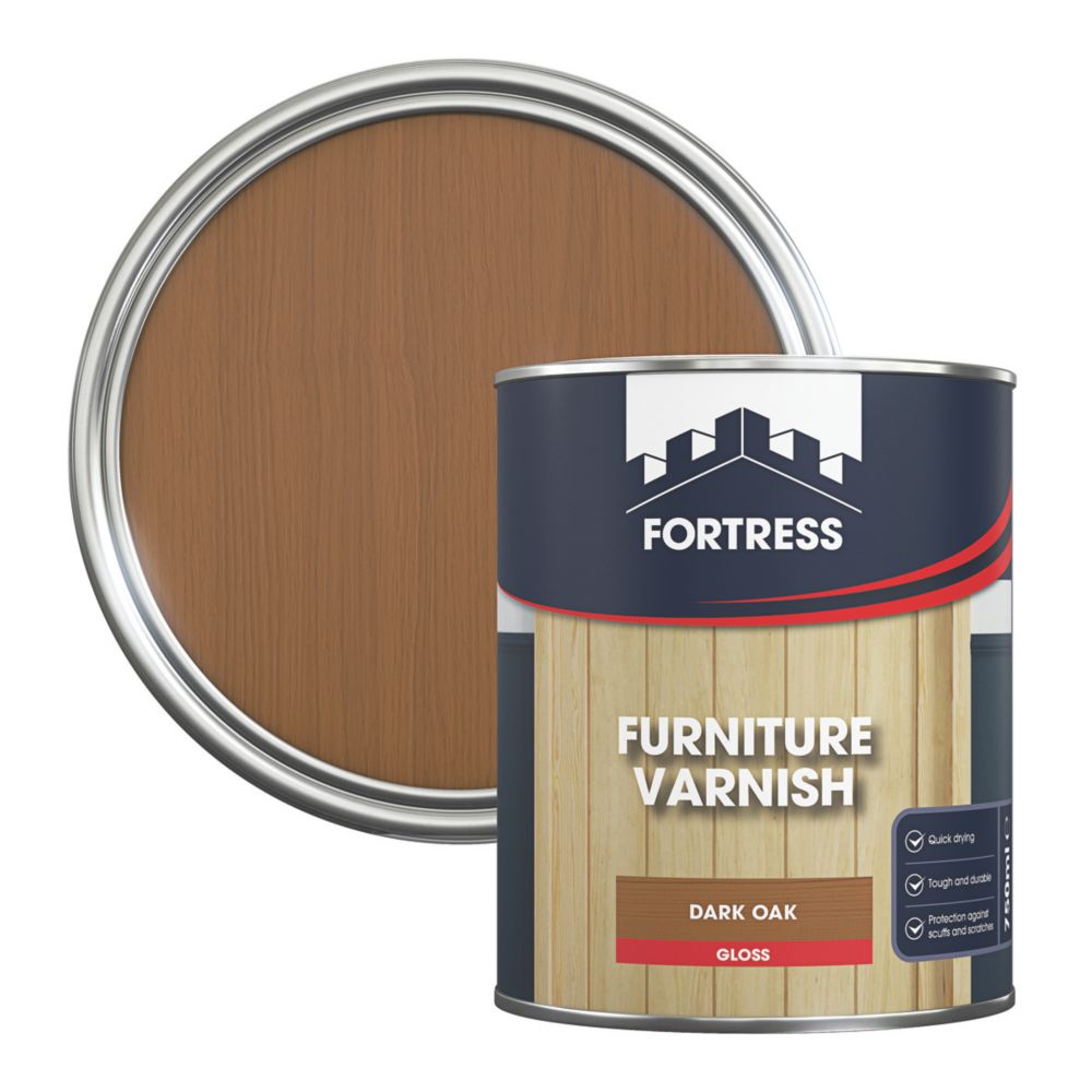 Fortress 750ml Dark Oak Gloss Water-Based Interior Furniture Varnish ...