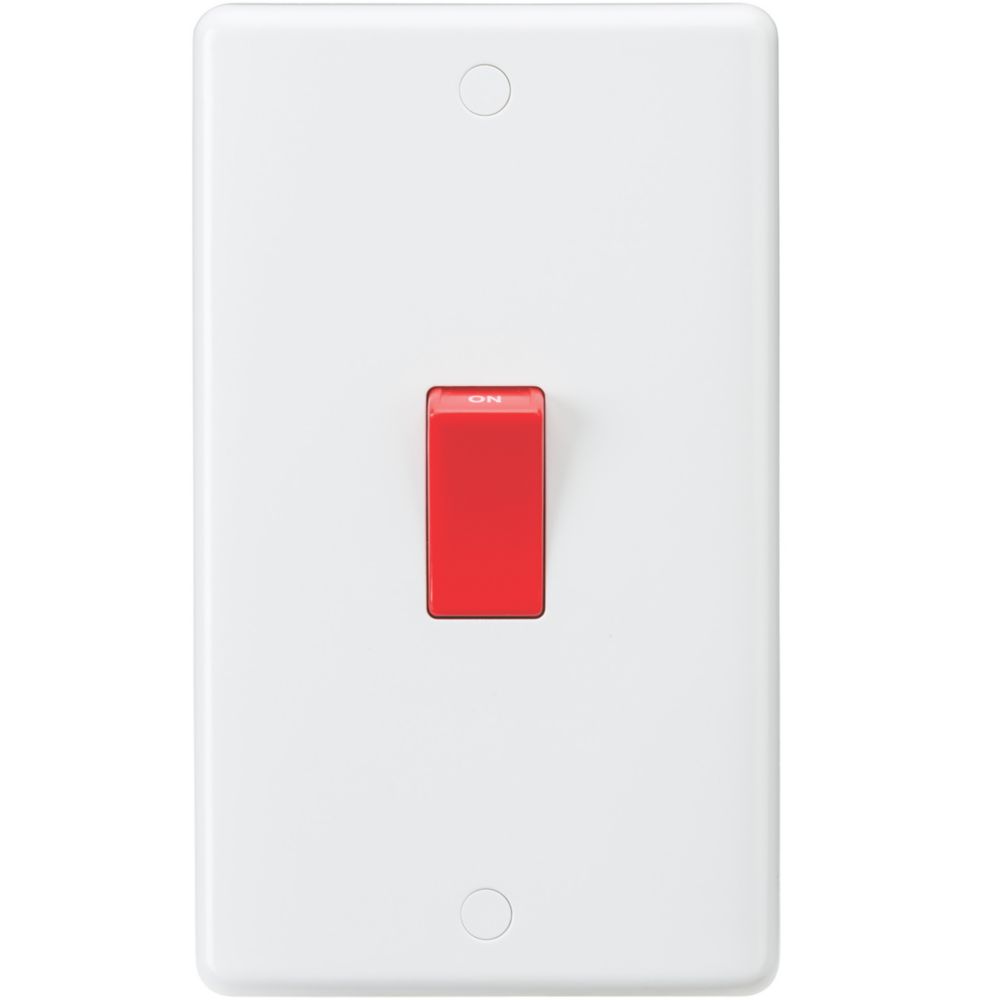 Knightsbridge Curved Edge 45A 2-Gang DP Cooker Switch White - Screwfix Knightsbridge Curved Edge 45A 2-Gang DP Cooker Switch White - Screwfix