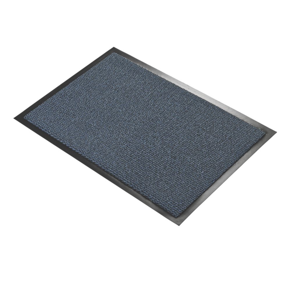 COBA Vyna-Plush Entrance Mat Black/Blue 0.9m x 0.6m x 7mm - Screwfix