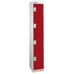 LinkLockers 4-Door Security Locker 1800mm x 300mm Red - Screwfix