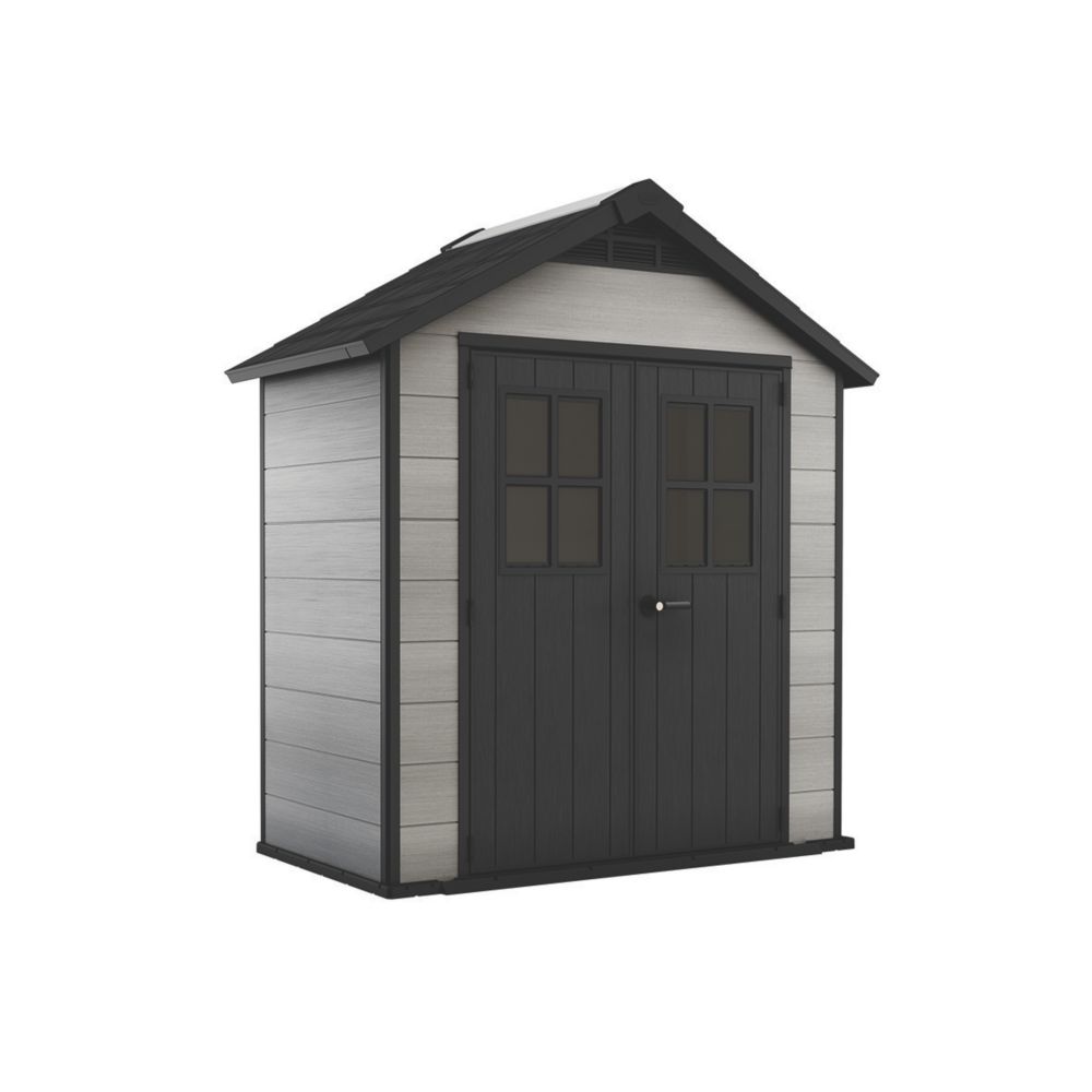 Keter Oakland 754 7' 6" x 4' (Nominal) Apex Resin Shed Grey - Screwfix