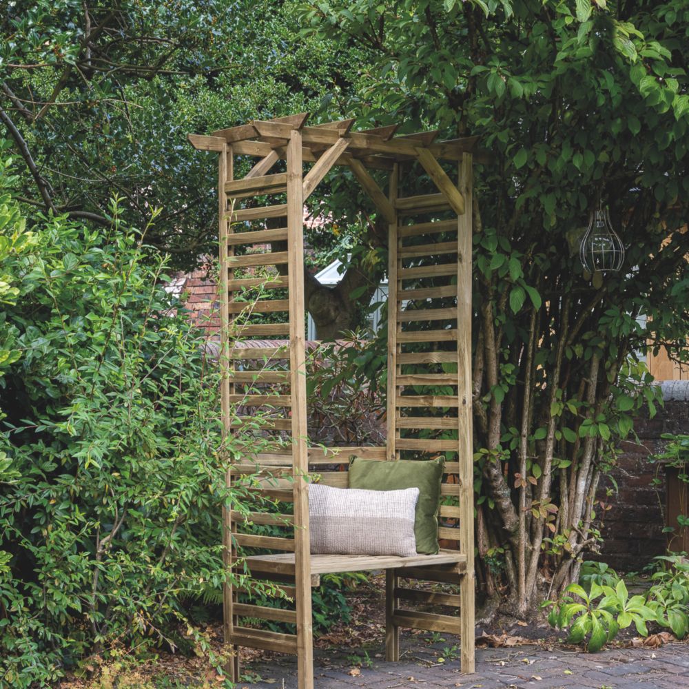 Forest Palma 4' x 2' (Nominal) Flat Timber Arbour - Screwfix