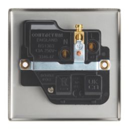 Contactum Iconic 13A 1-Gang DP Switched Socket Outlet Brushed Steel ...