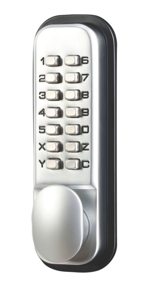 Smith & Locke Push-Button Lock 37.5mm Silver - Screwfix