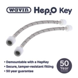 Hep2O Push-Fit Connection Flexible Tap Connectors 22mm x 22mm x 500mm 2 ...