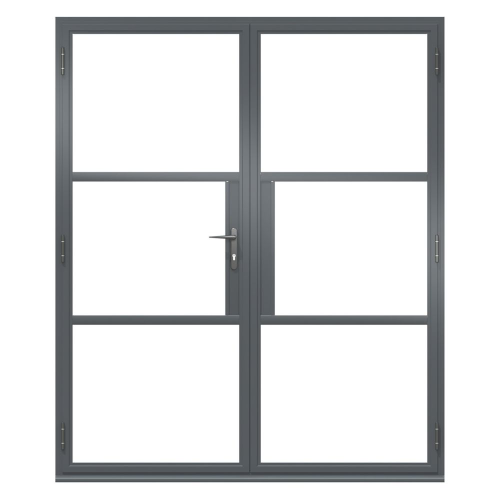 Green & Taylor Heritage Grey Double-Glazed Aluminium French External ...