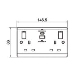 LAP 13A 2-Gang SP Switched Socket + 3A 45W 2-Outlet Type A & C USB ...
