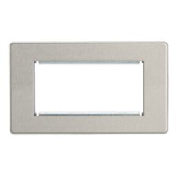 Contactum Lyric 4-Module Modular Faceplate Brushed Steel - Screwfix
