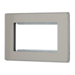 Contactum Lyric 4-Module Modular Faceplate Brushed Steel - Screwfix