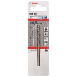 Bosch Twist Cobalt Straight Shank Metal Drill Bit 4.5mm x 80mm - Screwfix
