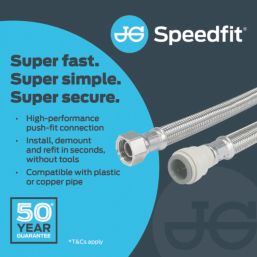JG Speedfit Push-Fit Flexible Tap Connector Hoses 15mm x 3/4" x 300mm 2 ...