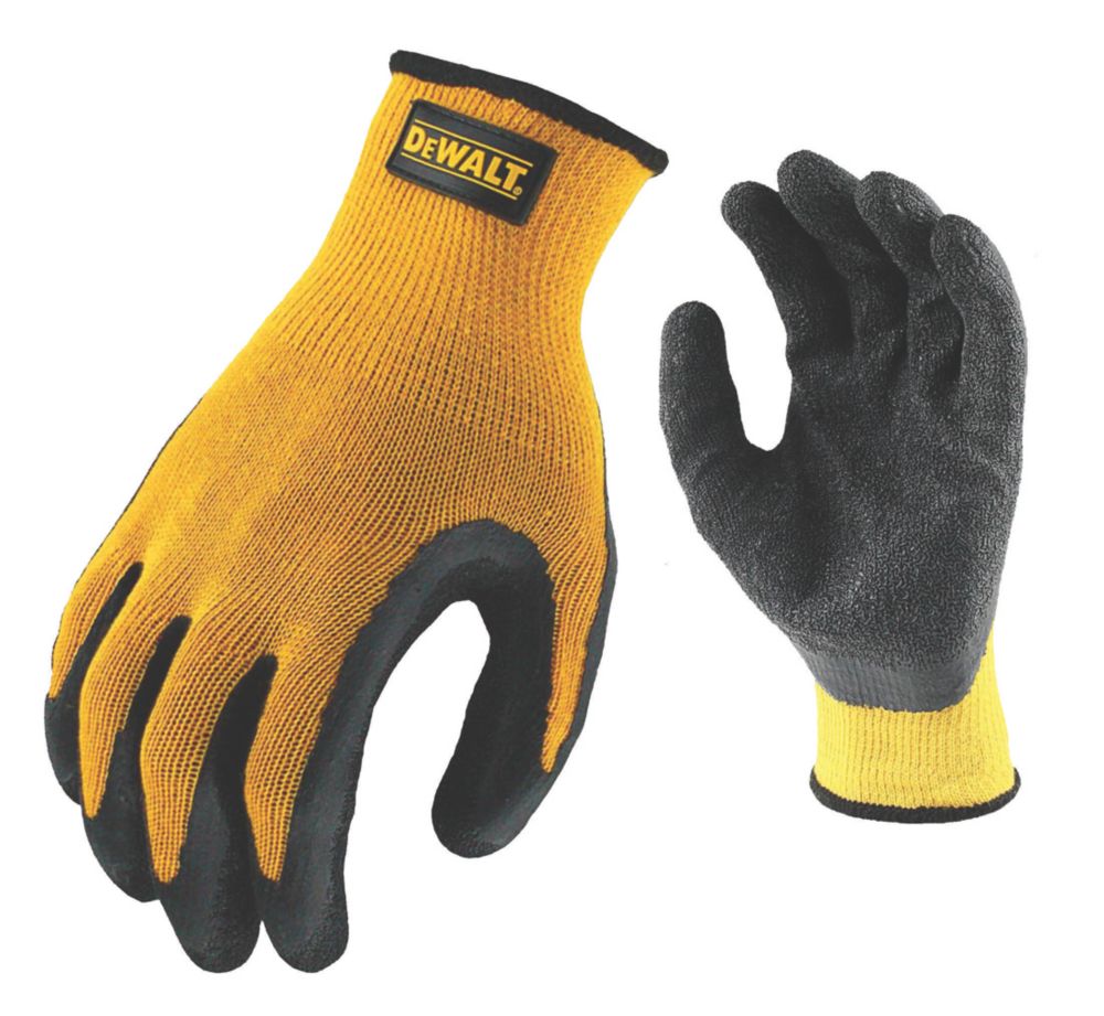 DEWALT Textured Rubber Gripper Gloves Yellow Medium - Screwfix