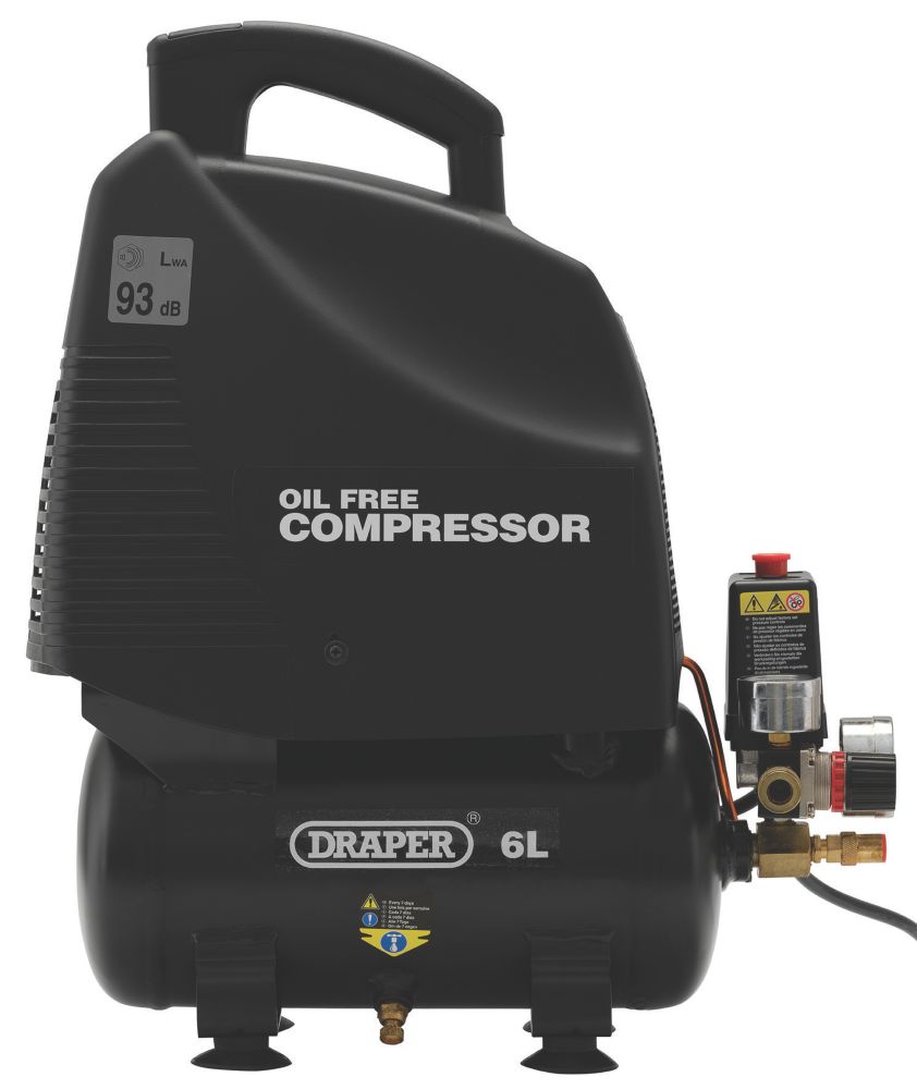 Draper 24974 6Ltr Brushless Electric Oil-Free Air Compressor 230V ...