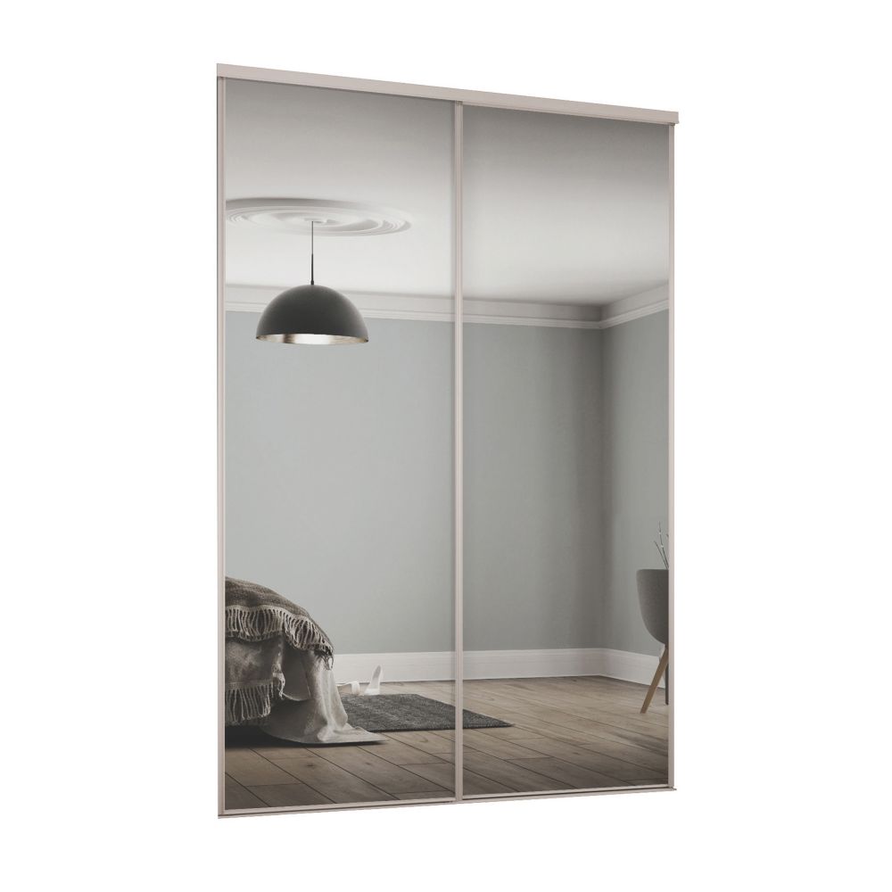 Spacepro Classic 2-Door Sliding Wardrobe Door Kit Cashmere Frame Mirror ...