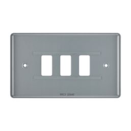 British General Nexus Metal Grid 3-Module Grid Faceplate Grey - Screwfix