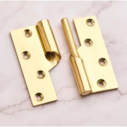 Smith & Locke Polished Brass Rising Butt Hinges 100mm x 84mm 2 Pack ...