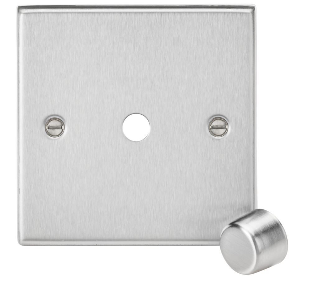 Knightsbridge Raised Square 1-Gang Modular Dimmer Switch Brushed Chrome ...