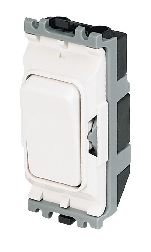 MK Grid Plus 20A 1-Way Grid Light Switch White with Colour-Matched ...