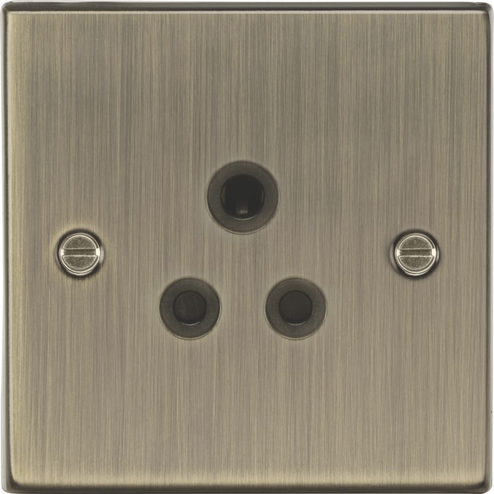 Knightsbridge 5A 1-Gang Unswitched 5A Socket Antique Brass with Black ...