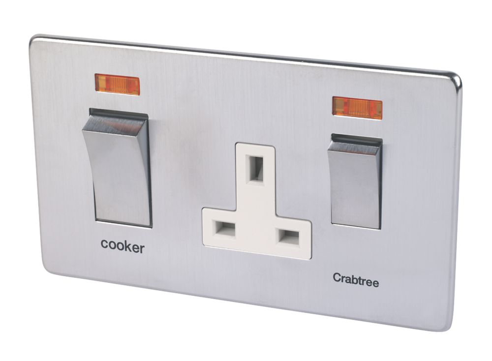 Crabtree Platinum 45A 2-Gang DP Cooker Switch & 13A DP Switched Socket ... Crabtree Platinum 45A 2-Gang DP Cooker Switch & 13A DP Switched Socket ...