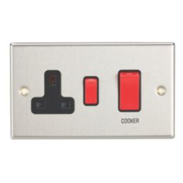Contactum iConic 45A 2-Gang DP Cooker Switch & 13A DP Switched Socket ...