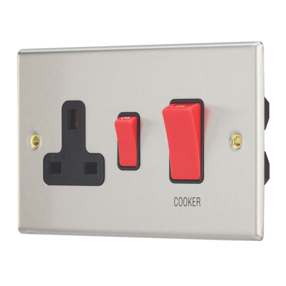 Contactum iConic 45A 2-Gang DP Cooker Switch & 13A DP Switched Socket ...