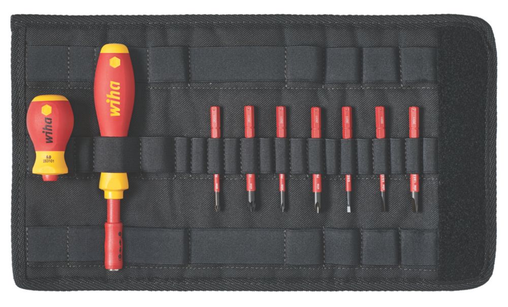 Wiha SlimVario VDE Screwdriver with Bits 10 Piece Set - Screwfix