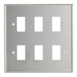 Contactum iConic 6-Module Grid Faceplate Brushed Steel - Screwfix