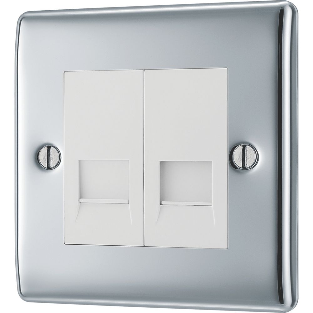 British General Nexus Metal 2-Gang Slave Telephone Socket Polished ...